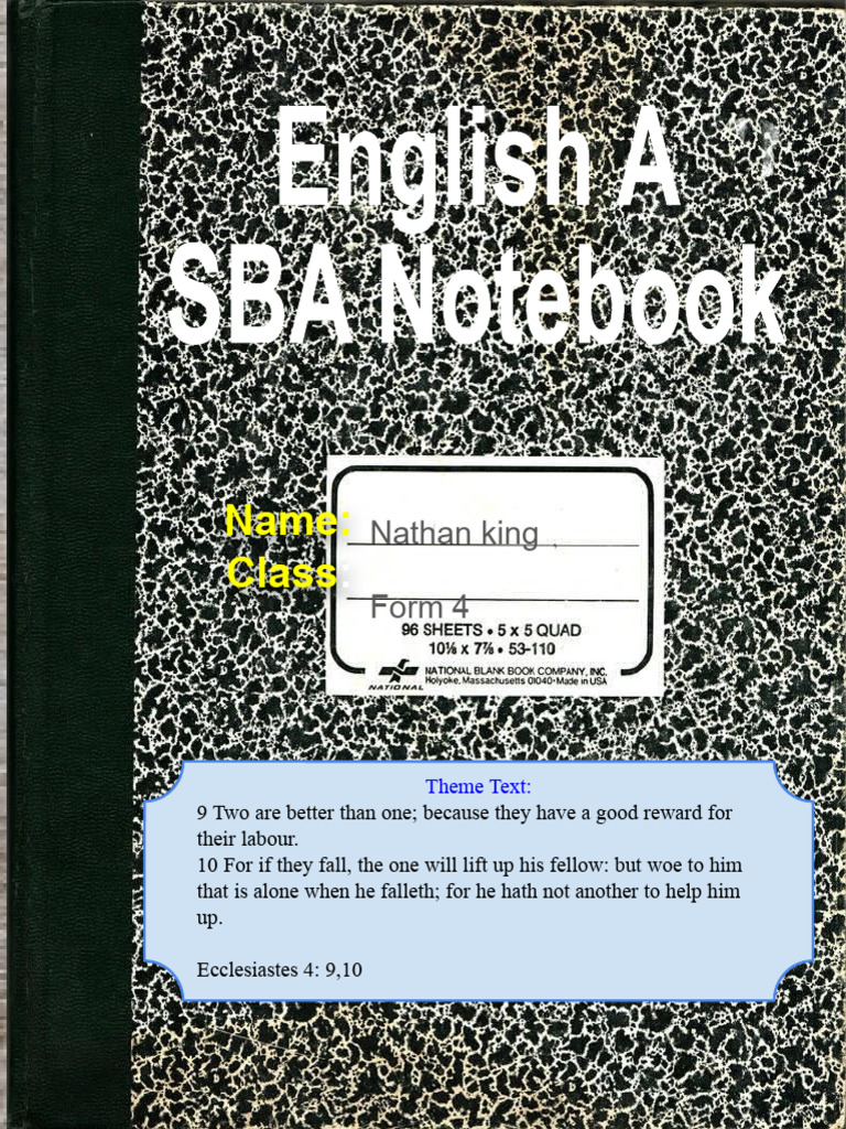 Nathan King Form 4-1 - English SBA Digital Notebook | PDF | Information ...