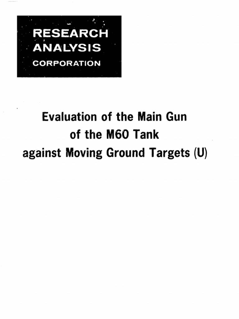 Evaluation of The Main Gun of The M60 Tank Against Moving Ground ...