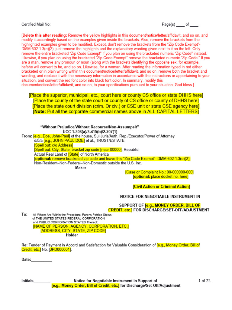 #16 Negotiable Instrument-Notice (Court-CS-Template) | PDF | Money ...