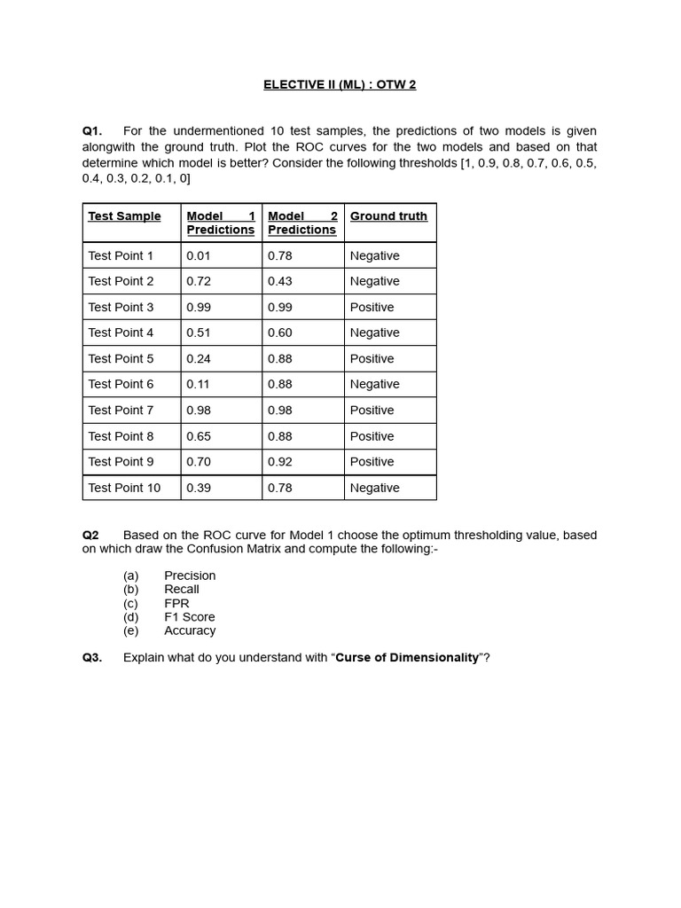 Otw - 2 - Elective Ii (ML) | PDF