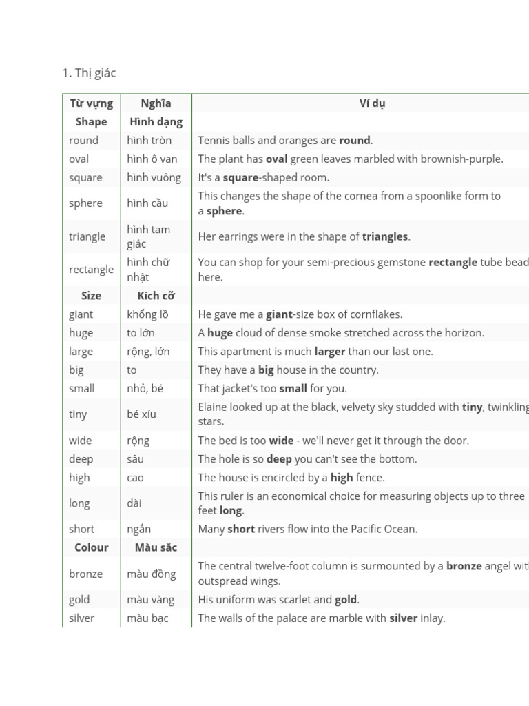 Adjective Describe Objects | PDF | Taste