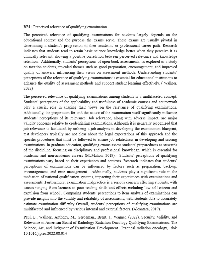 RRL Perceived Relevance of QE | PDF | Perception | Knowledge