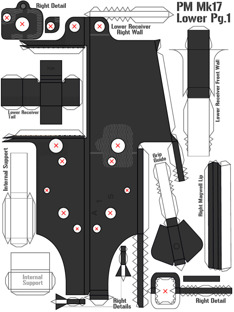 Mk17 Lower Black Paper Model | PDF | Trigger (Firearms) | Firearms