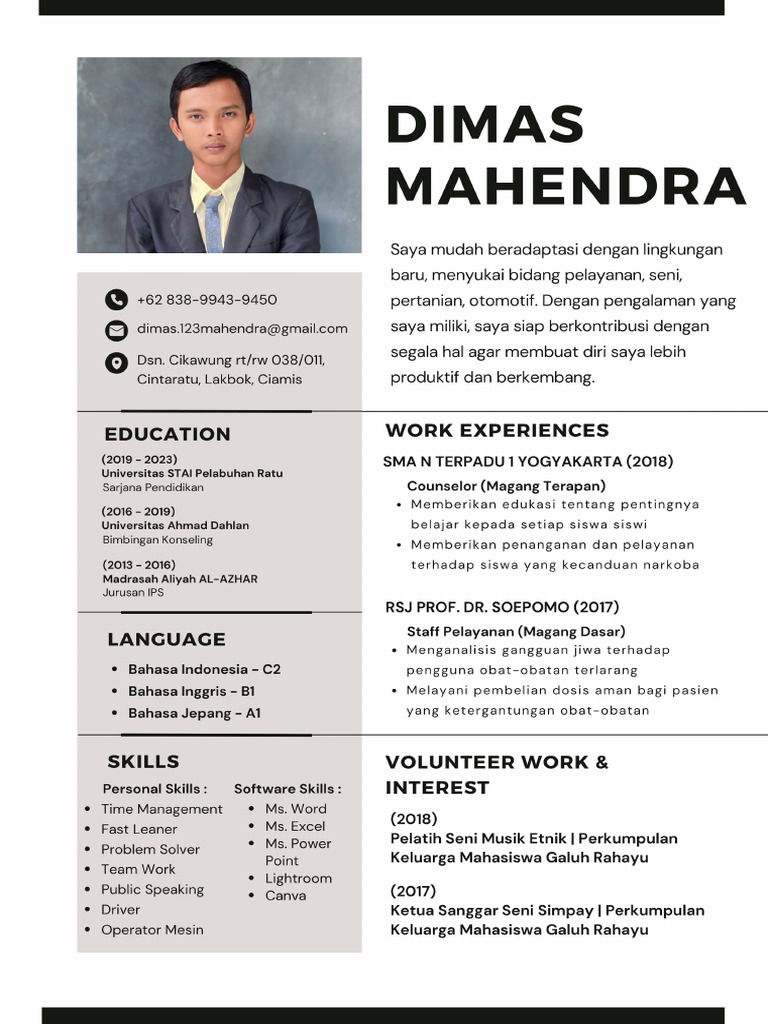 (24.01.24) Dimas Mahendra - CV | PDF