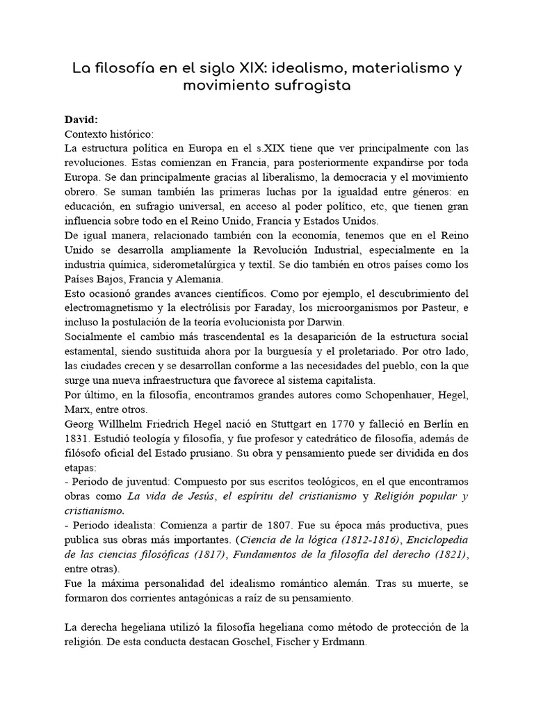 La Filosofía en El Siglo XIX_ Idealismo, Materialismo y Movimiento ...