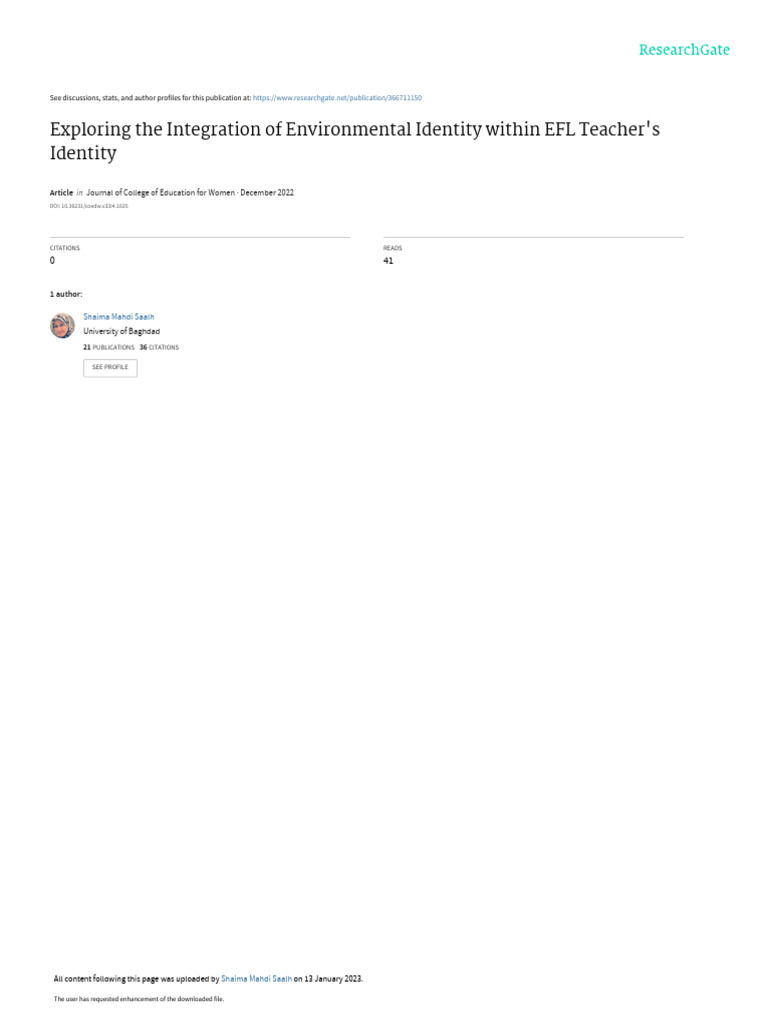 Exploringthe Integrationof Environmental Identitywithin EFL | PDF ...