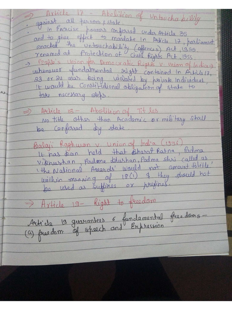 Constitution of India Notes Article 19 and 20 | PDF
