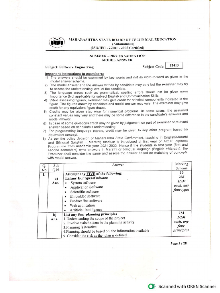 SEN Model Answer Paper | PDF