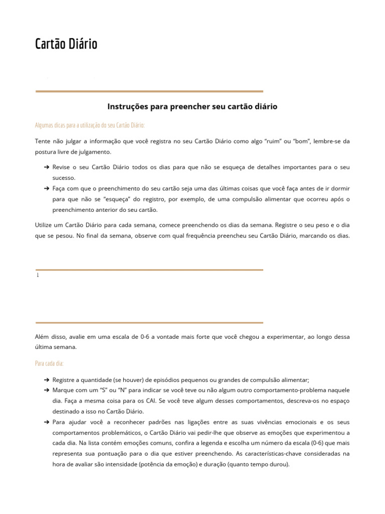 Cartão Diário de Enfrentamento Emocional | PDF | Emoções | Transtorno ...