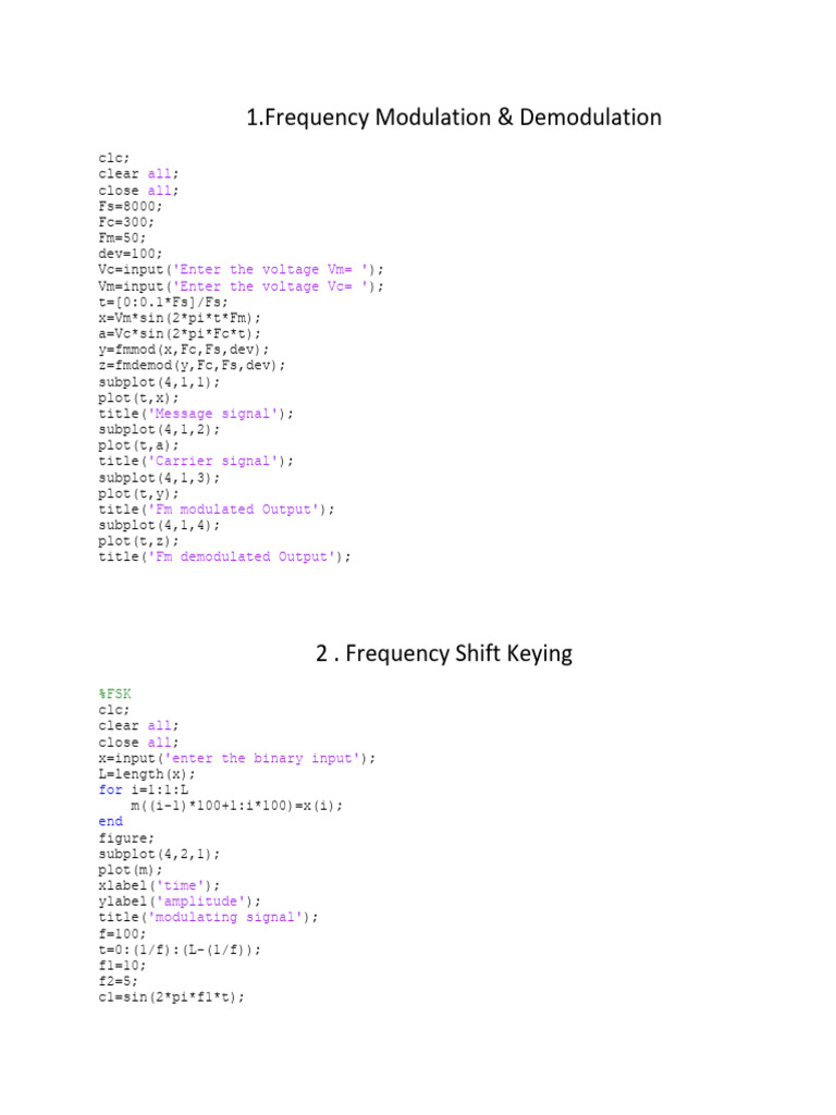 CS LAB | PDF | Frequency Modulation | Modulation