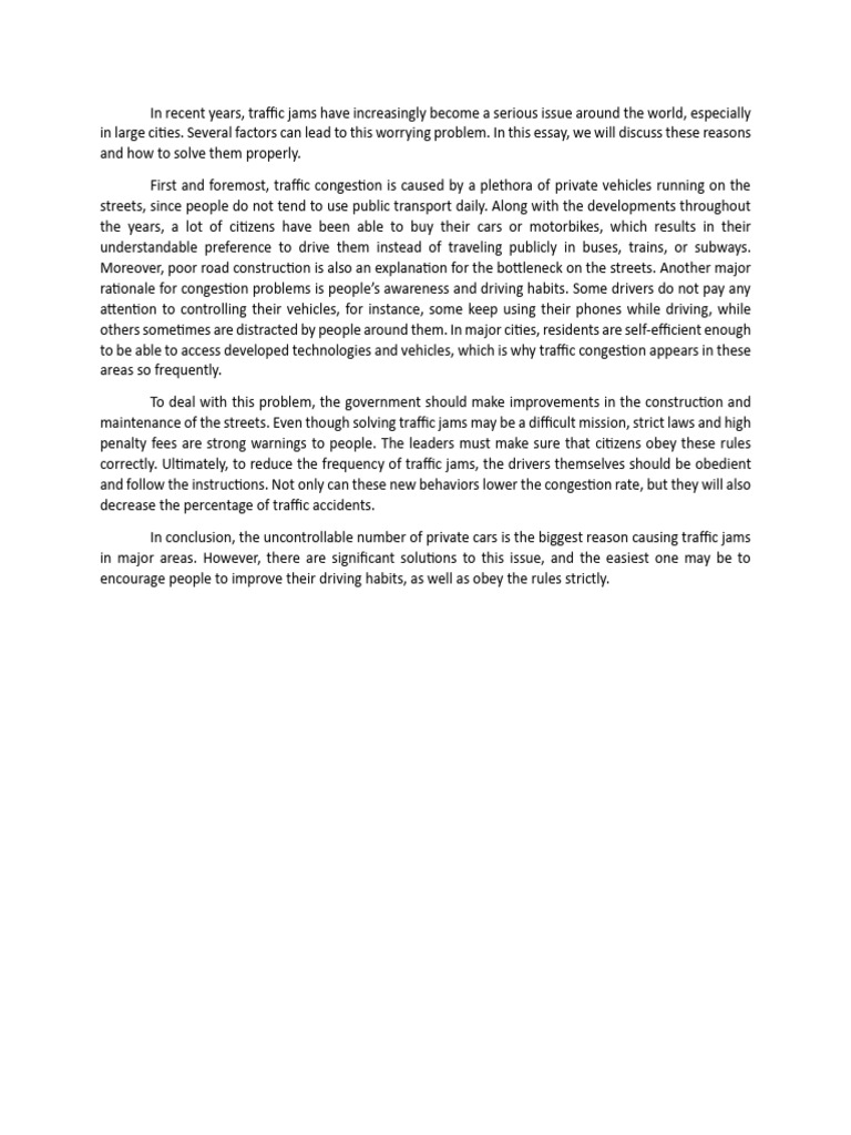 Essay Traffic Jam | PDF