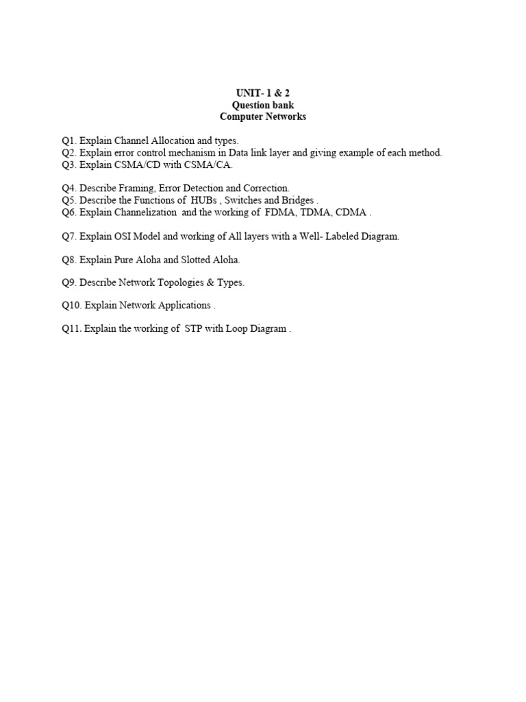 Computer Networks Question Bank Guide | PDF