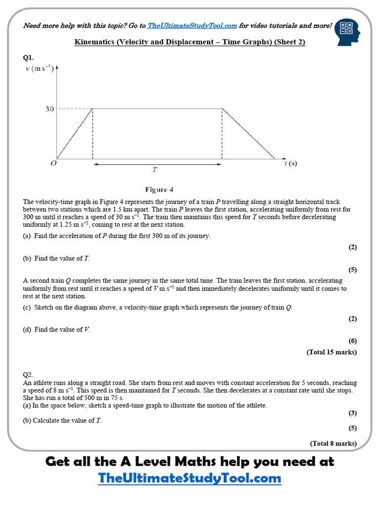 Y1 Mech Kinematics Velocity and Displacement Time Graphs e | PDF ...