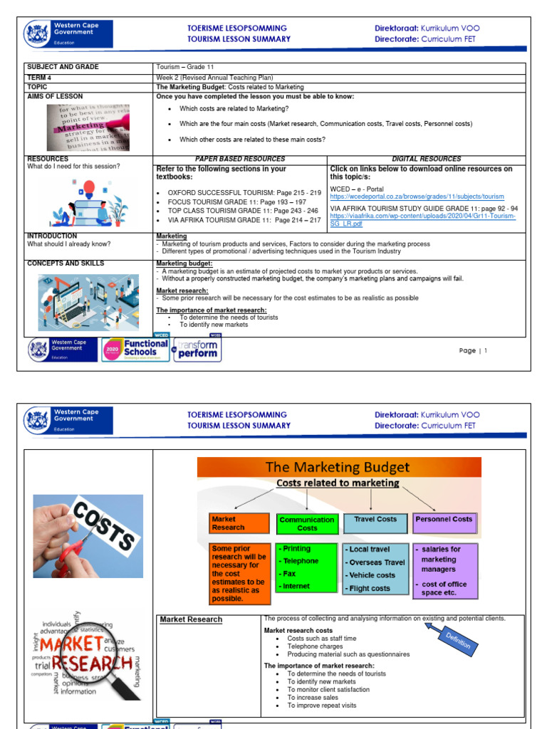 Tourism Grade 11 Term Four Week Two | PDF | Tourism | Advertising