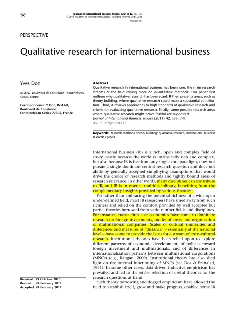 Doz - Qualitative Research For IB | PDF | Theory | Qualitative Research