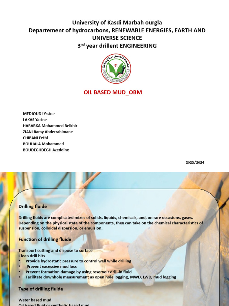 Oil Based Mud Obm Pdf Oil Well Applied And Interdisciplinary Physics