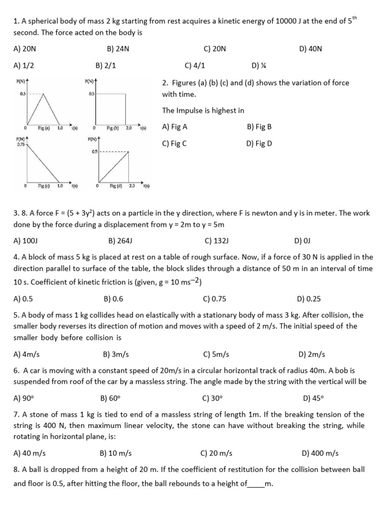 Physics Part Test - 2 | PDF | Force | Mass