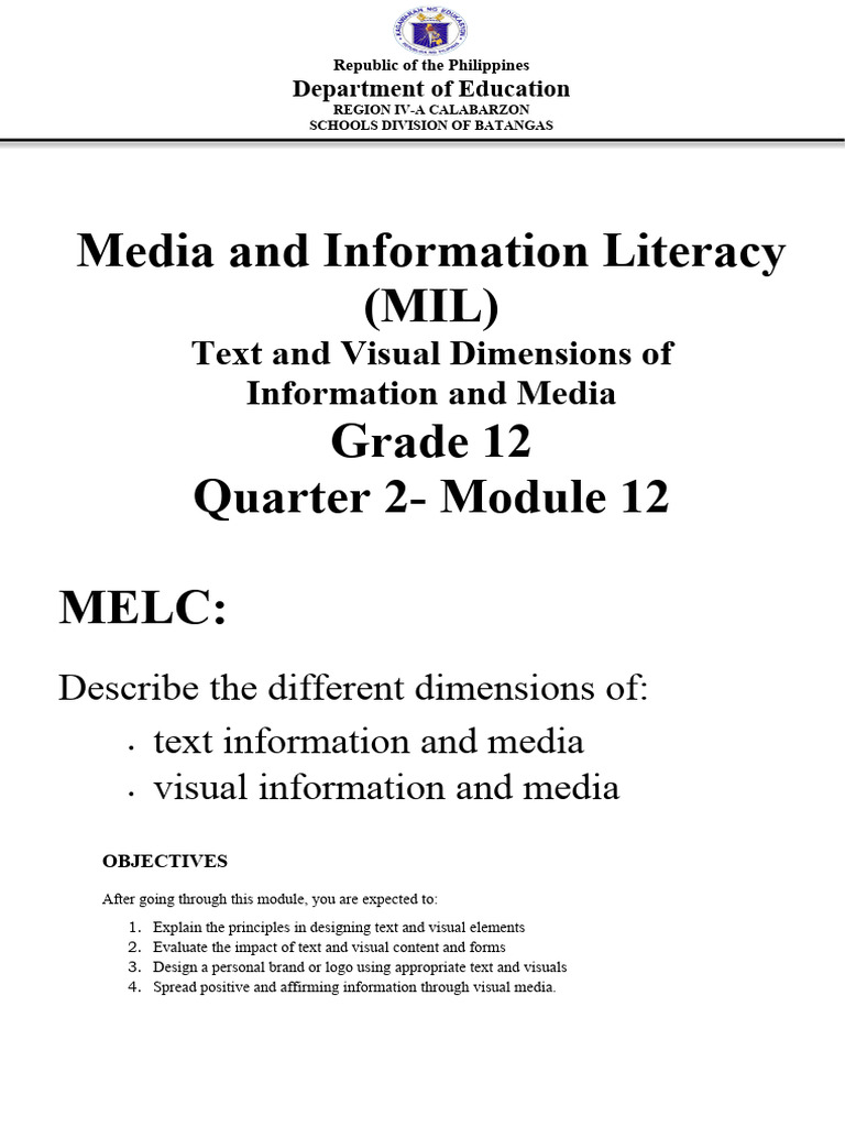 MIL-Q4-W12 (1) Grade 12 | PDF | Composition (Visual Arts) | Typefaces
