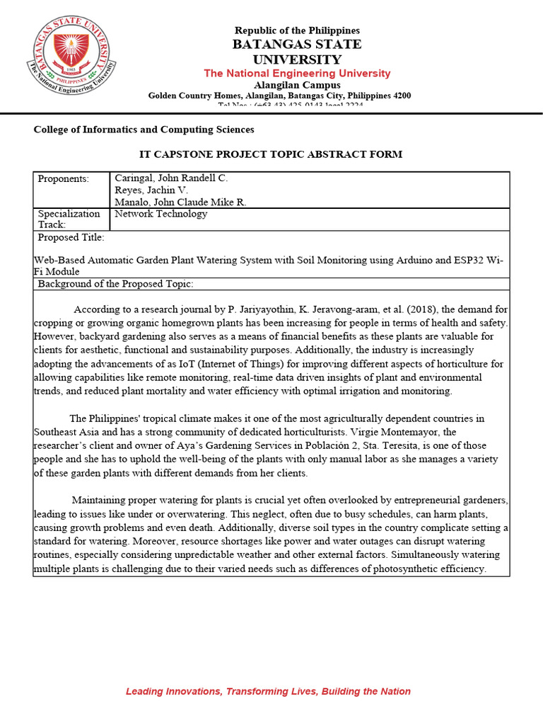 Capstone Abstract May 1 | PDF | Water | Soil