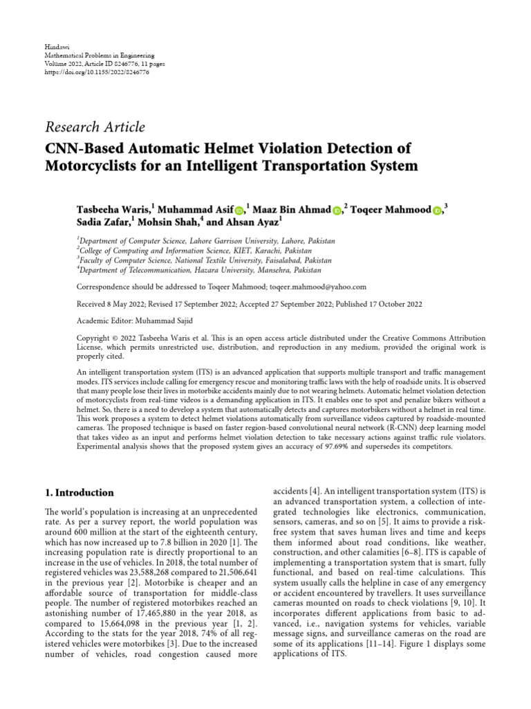CNN-Based Automatic Helmet Violation Detection of | PDF | Sensitivity And Specificity | Deep ...