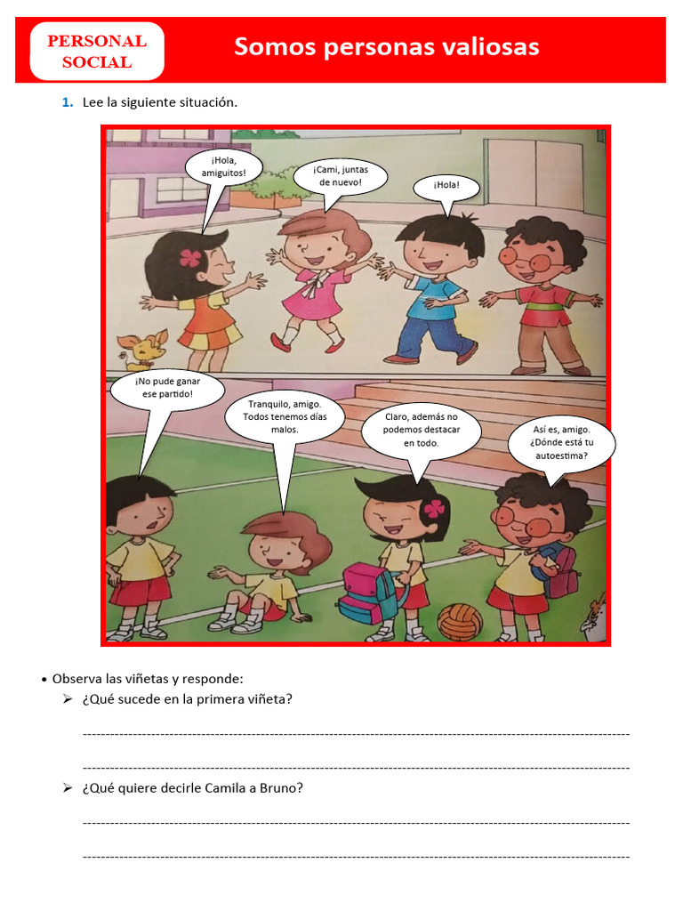 D1 A2 FICHA PS. Somos Personas Valiosas | PDF | Pensamiento | Sicología