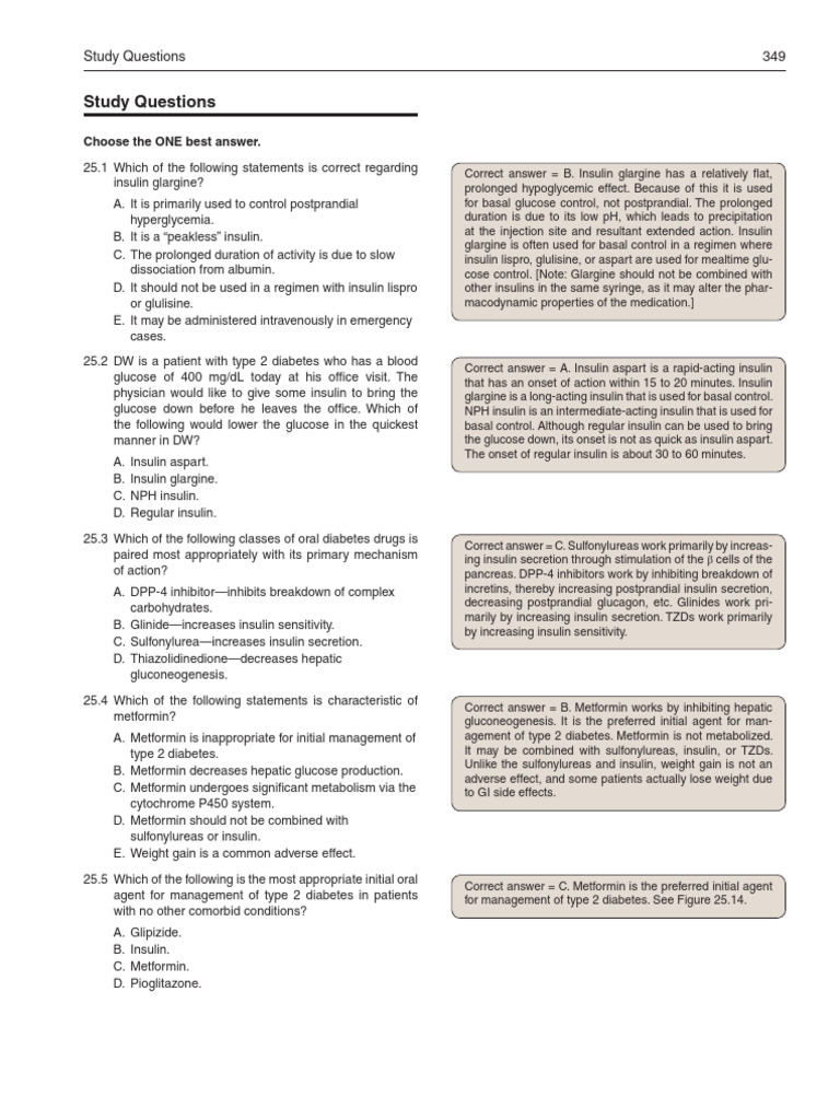 Anti-Diabetic Drugs Mcqs | PDF | Insulin | Pharmacology