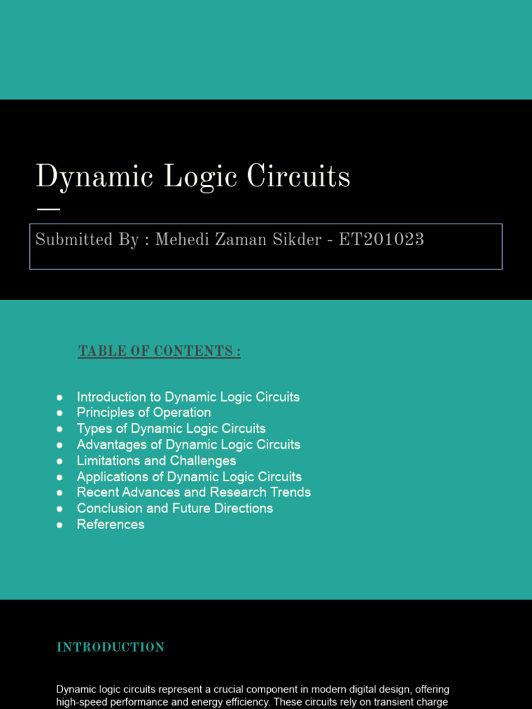 Dynamic Logic Circuits Pdf Logic Gate Cmos