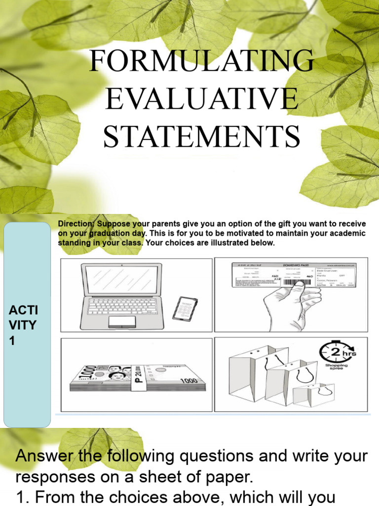 Formulating Evaluative Statements | PDF | Attitude (Psychology) | Argument