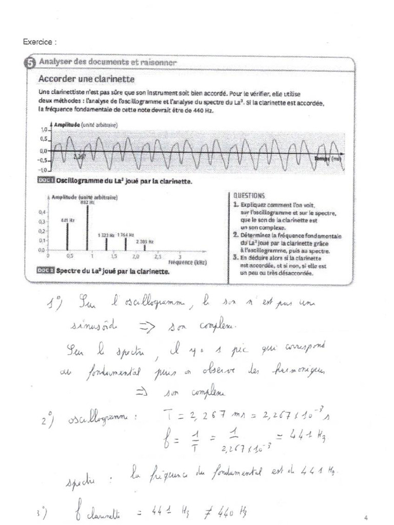 Corrigé Le Son Phénomène Vibratoire | PDF