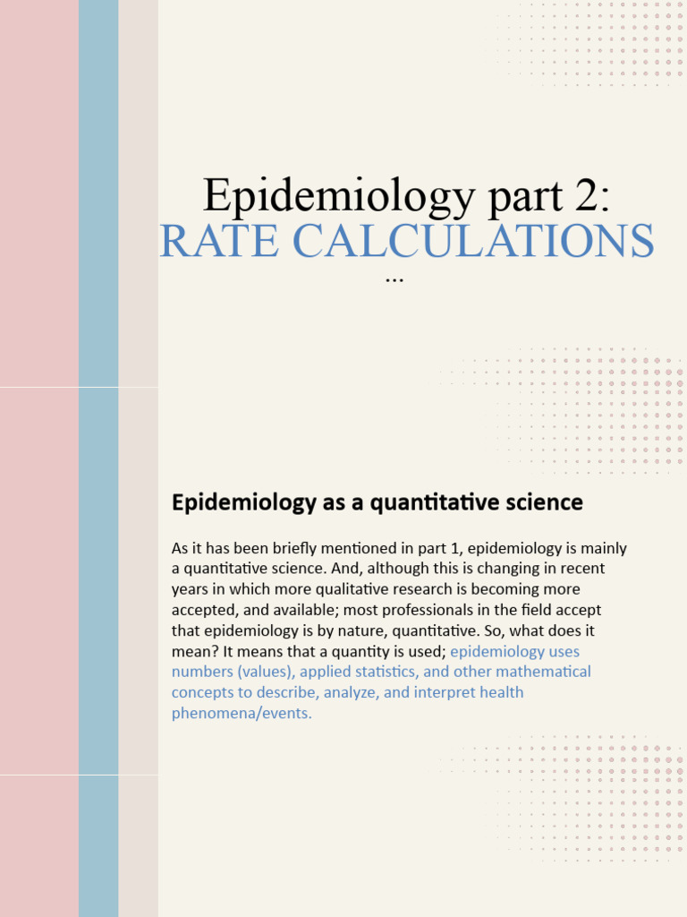 EPI Part 2 - Rate Calculations | PDF | Incidence (Epidemiology ...
