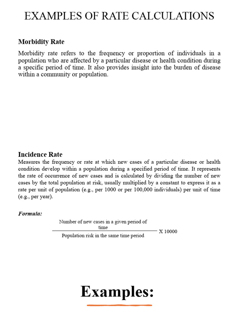 Examples of Rate Calculation | PDF | Prevalence | Incidence (Epidemiology)