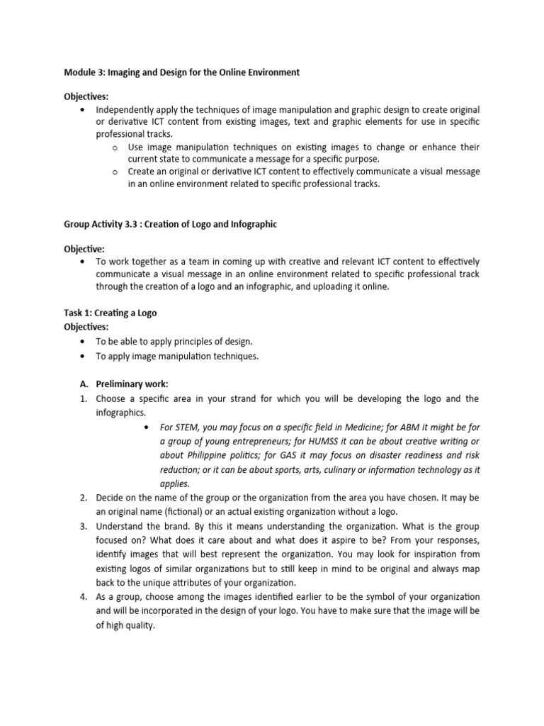 Activity 3.3 Creating Logo and Infographic | PDF | Adobe Photoshop | Logos