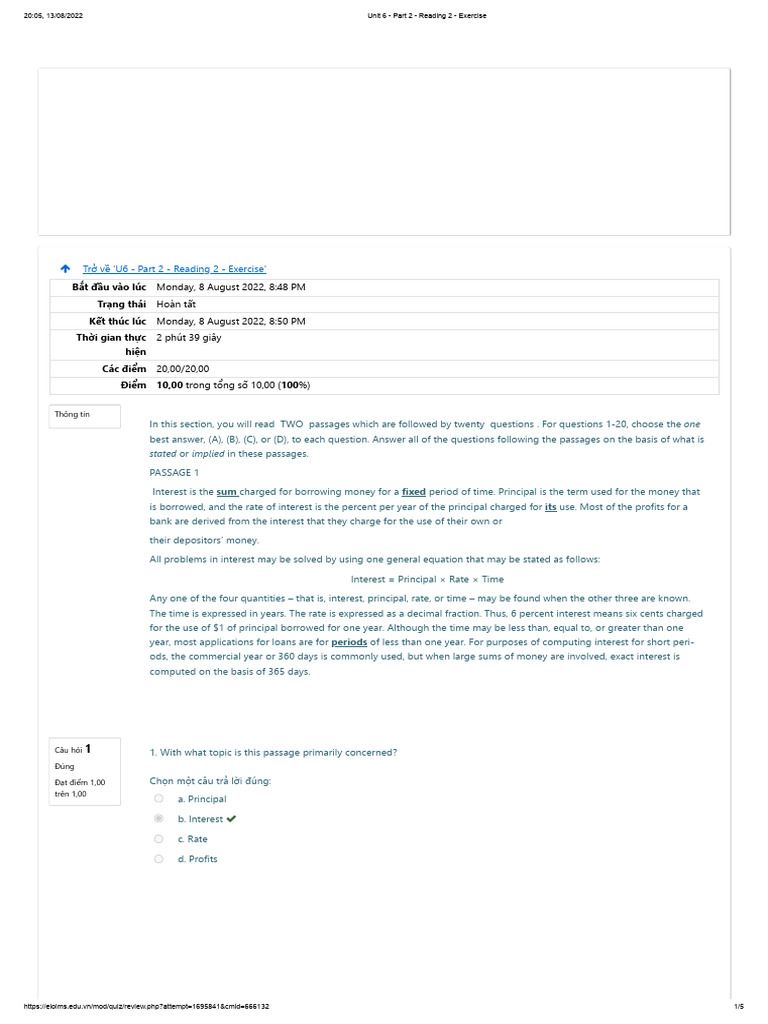 Unit 6 - Part 2 - Reading 2 - Exercise | Download Free PDF | Interest ...