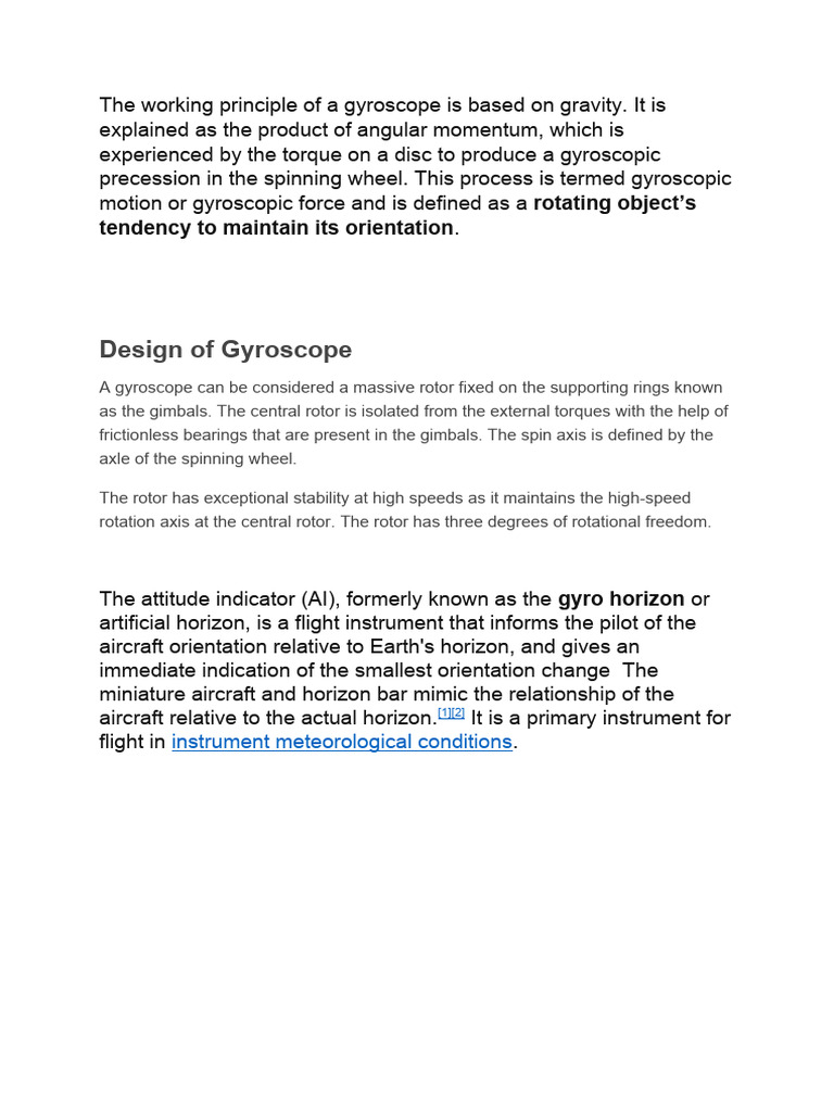 The Working Principle of A Gyroscope Is Based On Gravity | PDF ...