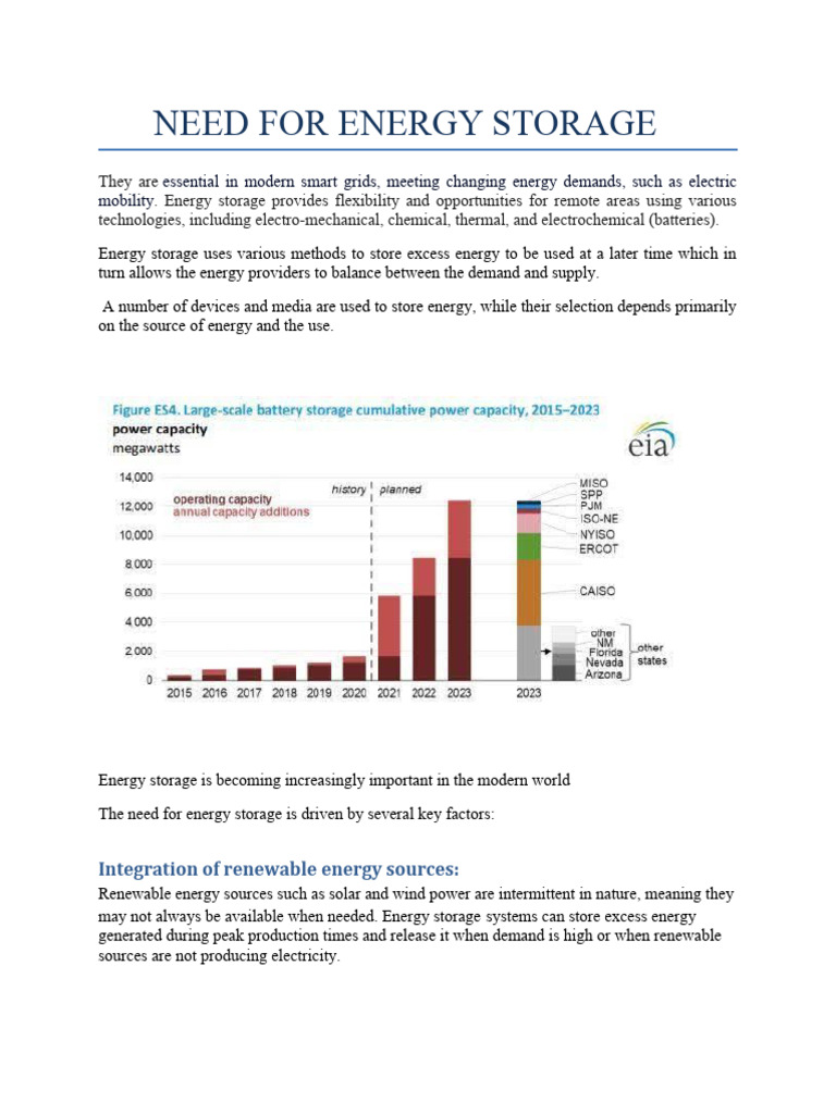 Importance of Energy Storage Solutions | PDF | Energy Storage ...