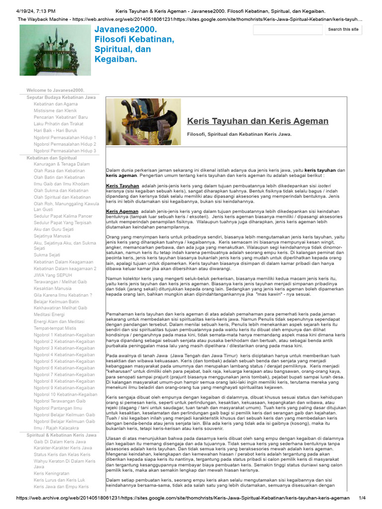 Kebatinan dan Keris Jawa | PDF