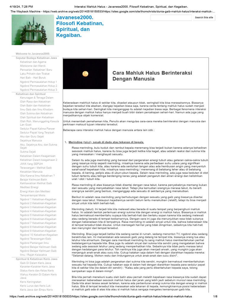 Interaksi Mahluk Halus - Javanese2000. Filosofi Kebatinan, Spiritual ...