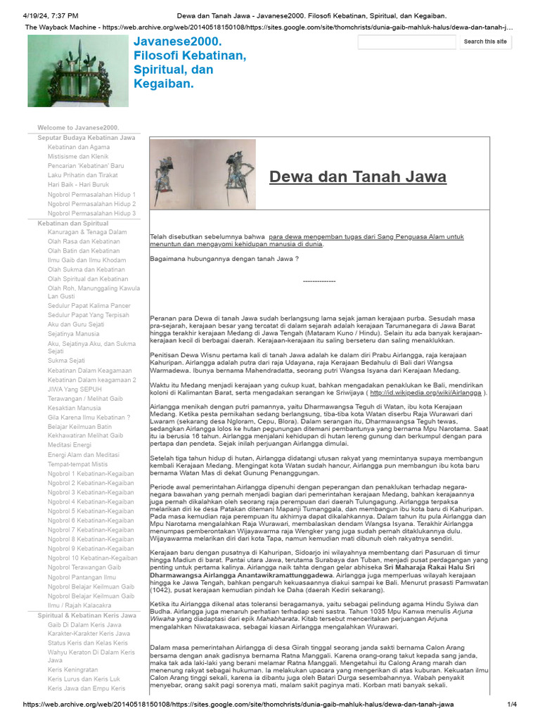 Dewa Dan Tanah Jawa - Javanese2000. Filosofi Kebatinan, Spiritual, Dan ...