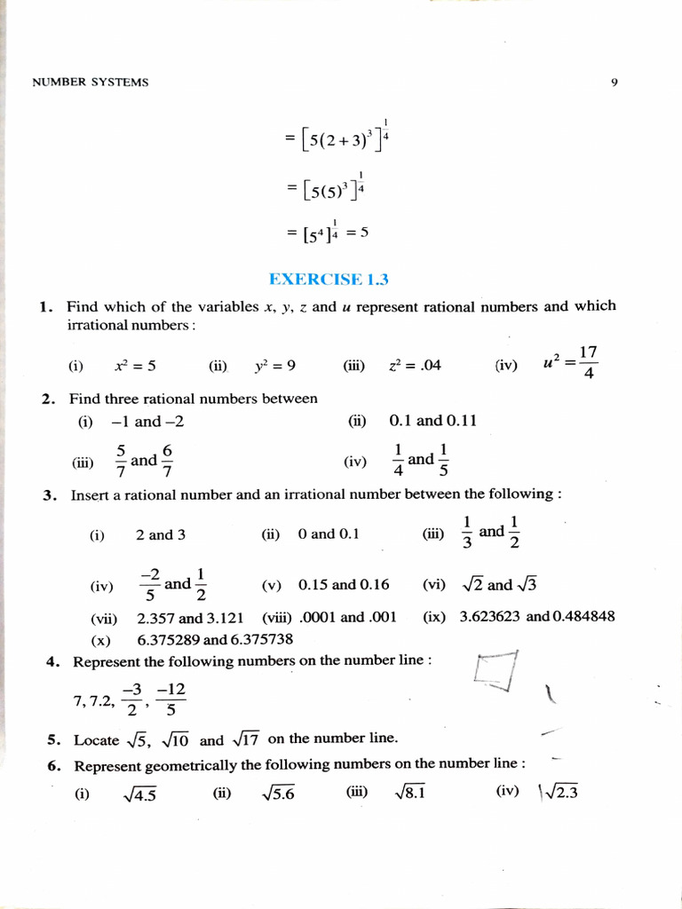 Number System Practice Work Pdf Mathematical Concepts Algebra
