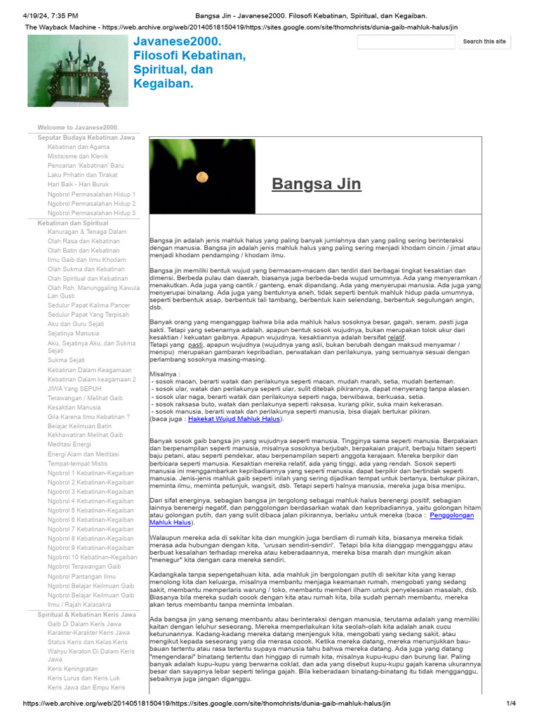 Bangsa Jin - Javanese2000. Filosofi Kebatinan, Spiritual, Dan Kegaiban ...
