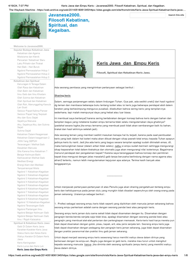 Filosofi Keris Jawa dan Empu | PDF