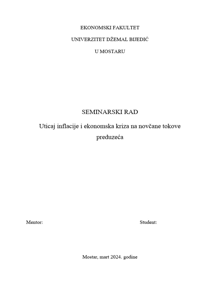 Uticaj Inflacije Na Tokove Pred | PDF