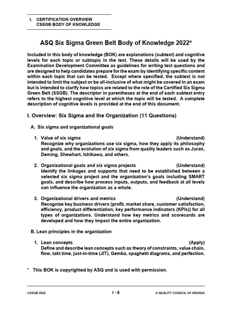 Asq - SSGB Bok (2022) | PDF | Statistics | Six Sigma