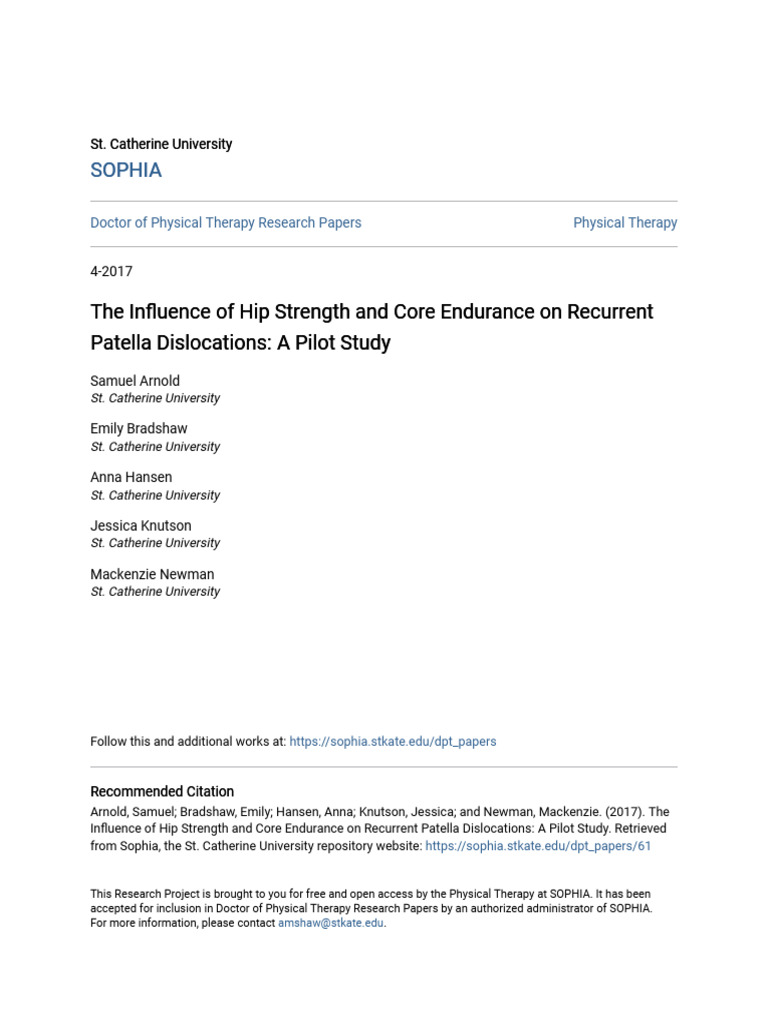 The Influence of Hip Strength and Core Endurance on Recurrent Pat | PDF ...