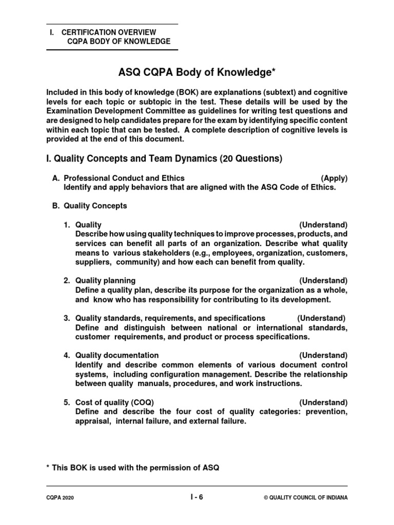 ASQ - CQPA BOK (2020) | PDF | Analysis Of Variance | Sampling (Statistics)