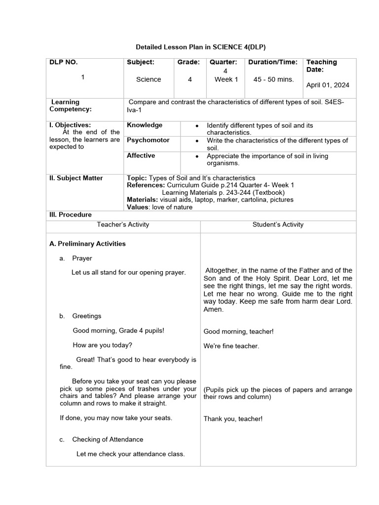 Detailed Lesson in Science 4 | PDF | Soil | Loam