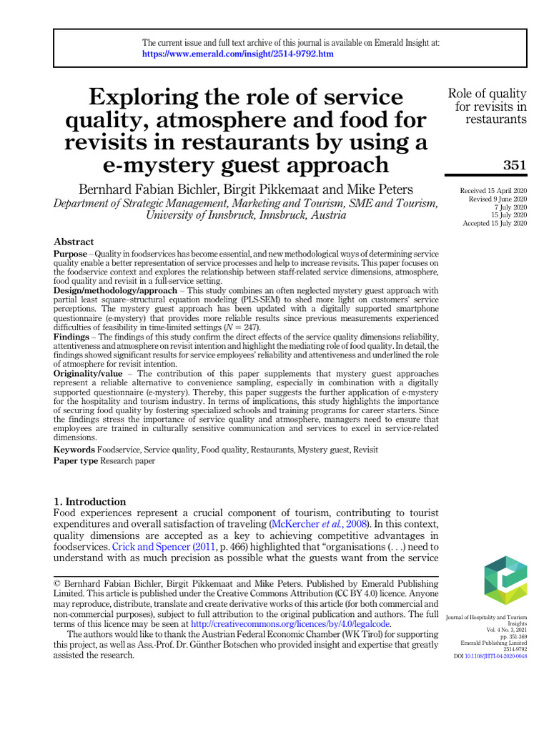 10 1108 - Jhti 04 2020 0048 | PDF | Structural Equation Modeling | Customer Satisfaction