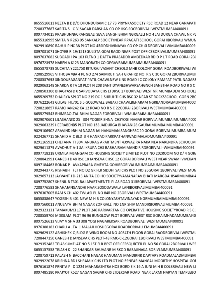 Sample Residents 400091 | PDF