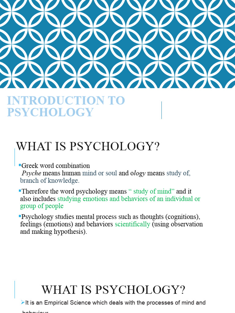 Introduction to Psychology Basics | PDF | Psychology | Developmental ...
