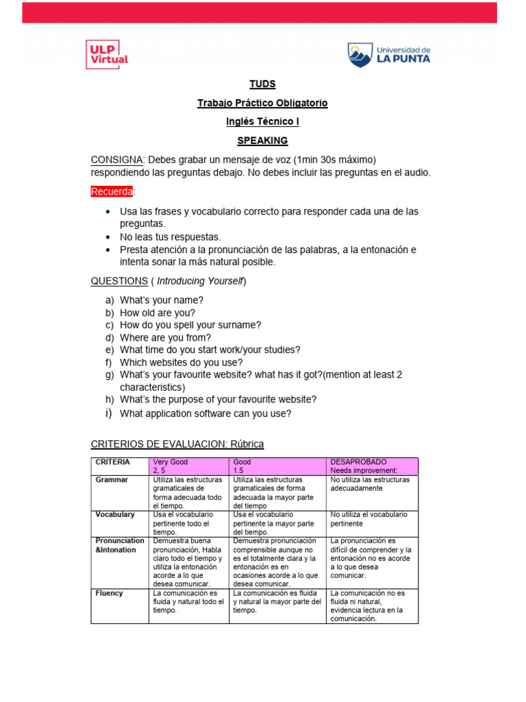 Tpo Speaking - Tuds-A 2023 | PDF | Lingüística